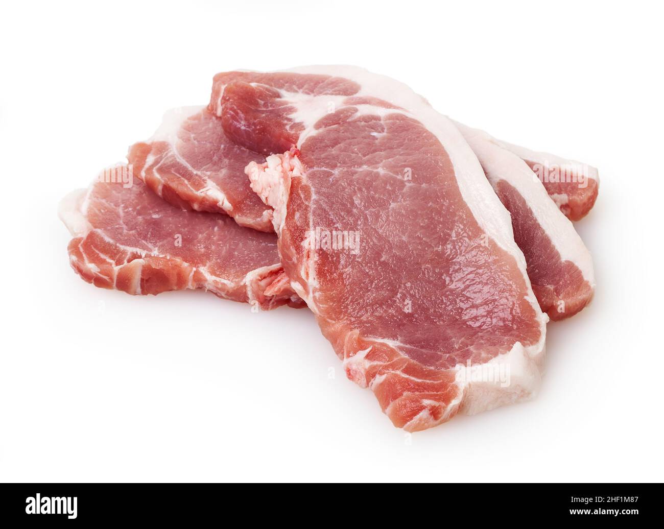 Raw pork meat isolated on white background with clipping path Stock ...