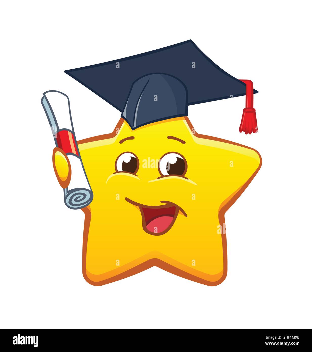 cute happy smiling fun yellow cartoon student star character graduation ...