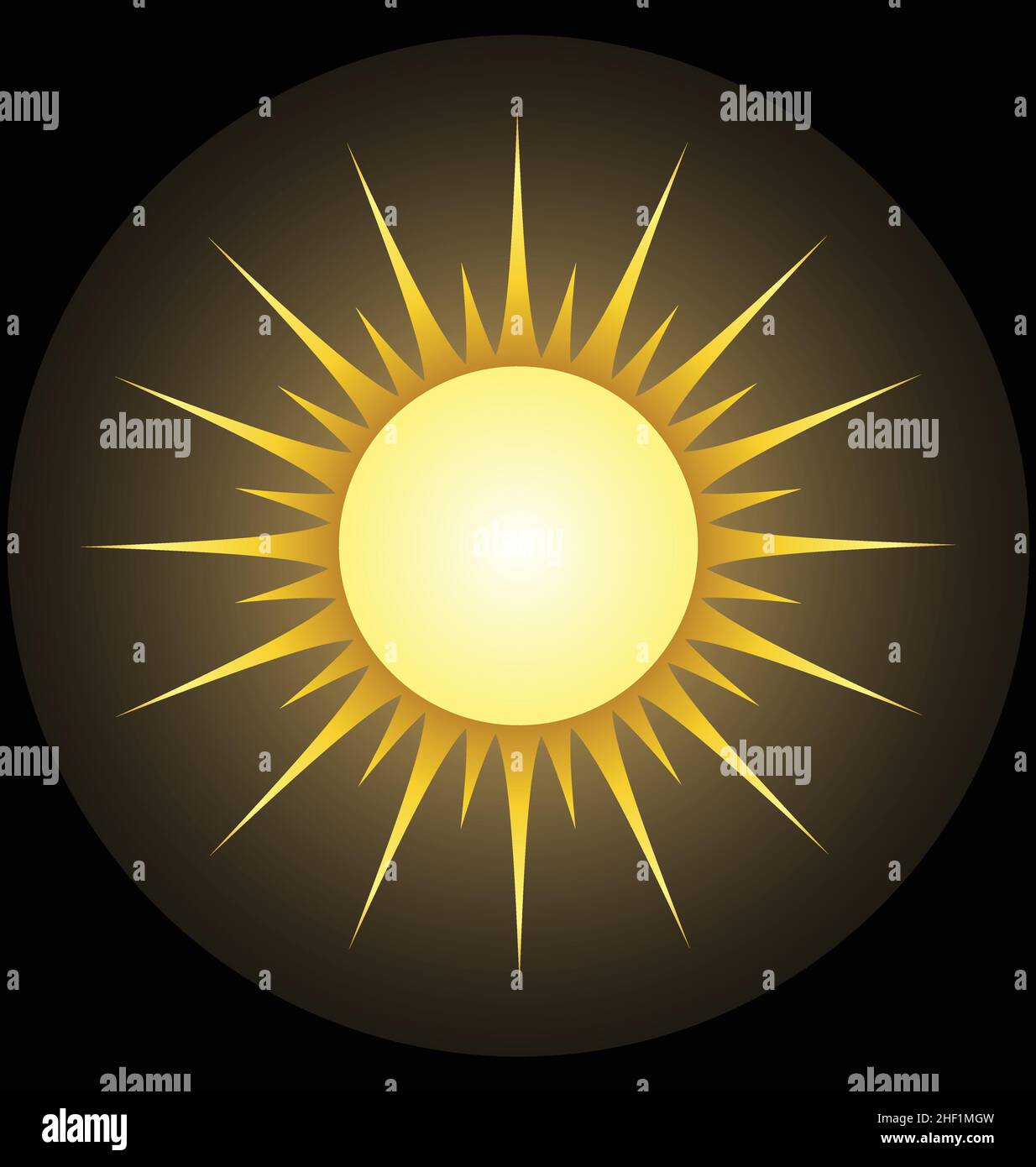 stylized golden gold sun star with rays art nouveau element simple ...