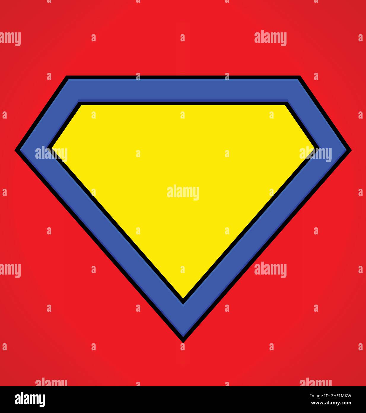 classic super hero emblem shield shape yellow and blue vector isolated ...