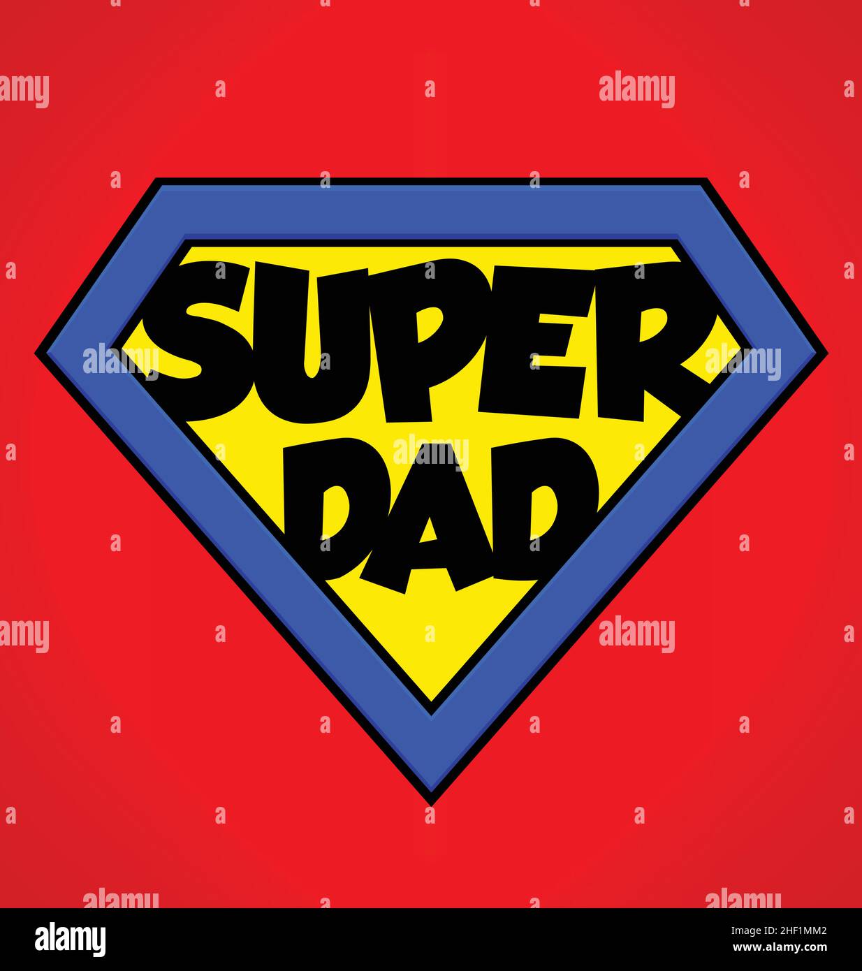 super dad superhero emblem blue and yellow shield vector isolated on ...