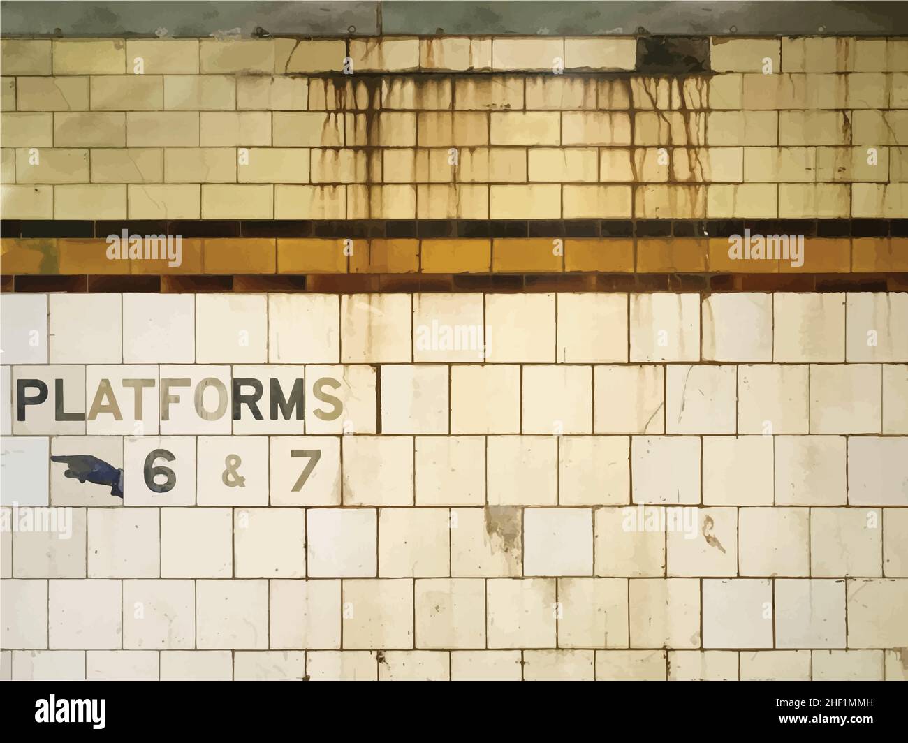 realistic grunge tiled subway wall background photoreal vector ...