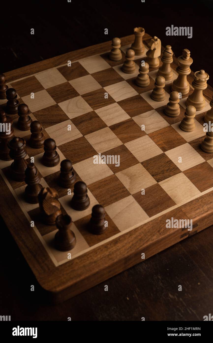 Wooden Chess Board And Pieces Stock Photo Alamy