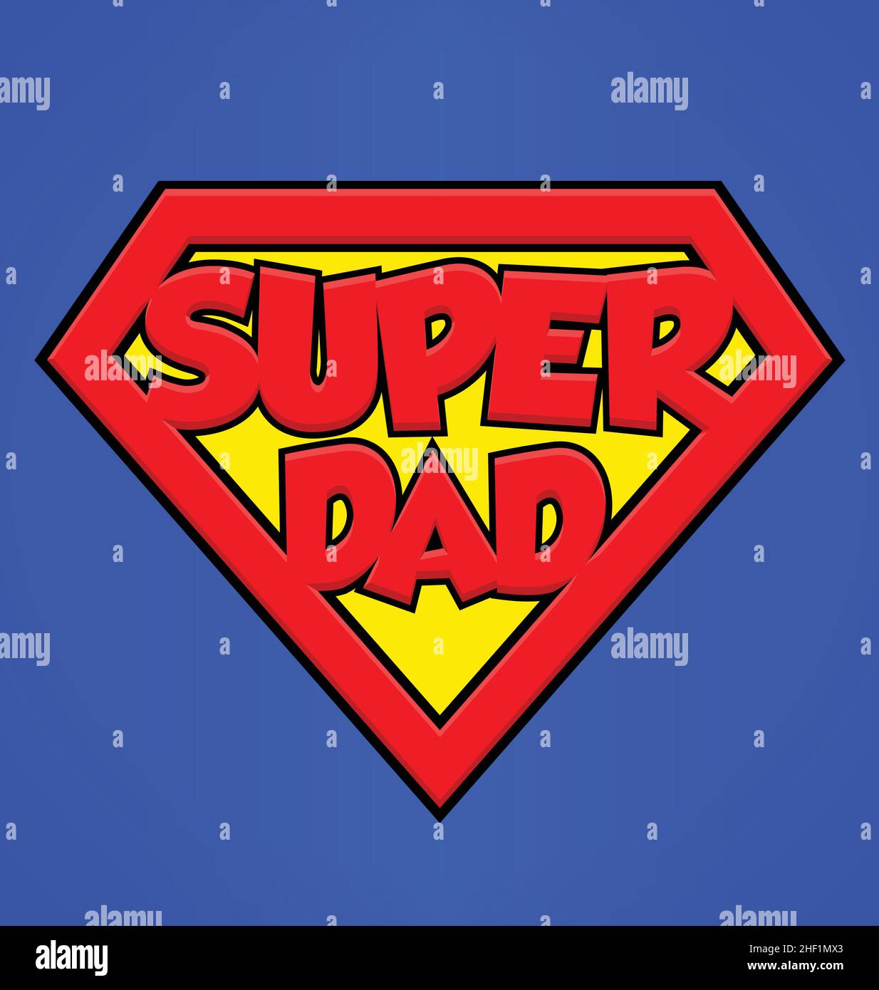 super dad superhero emblem red and yellow shield vector isolated on ...