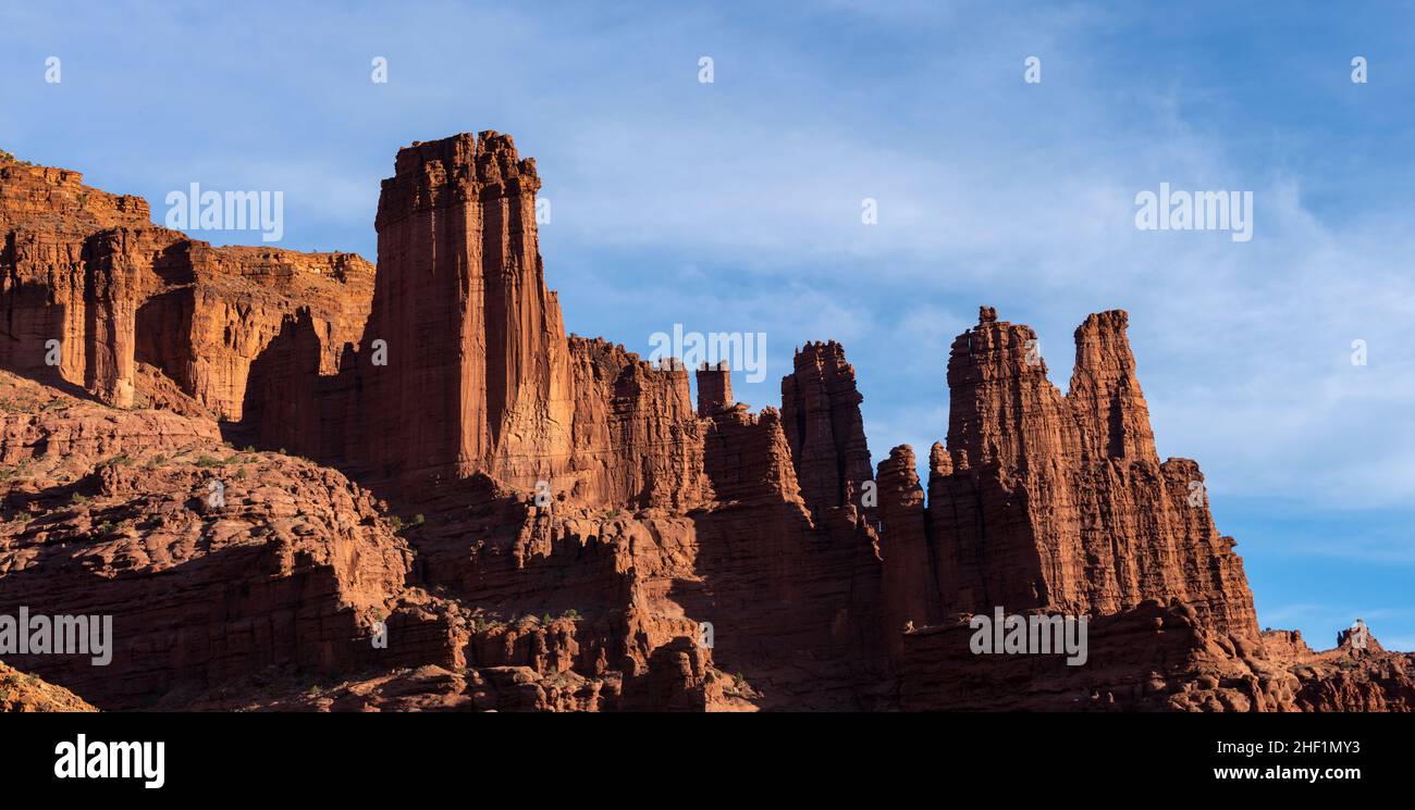 Fisher Towers in late afternoon Stock Photo - Alamy