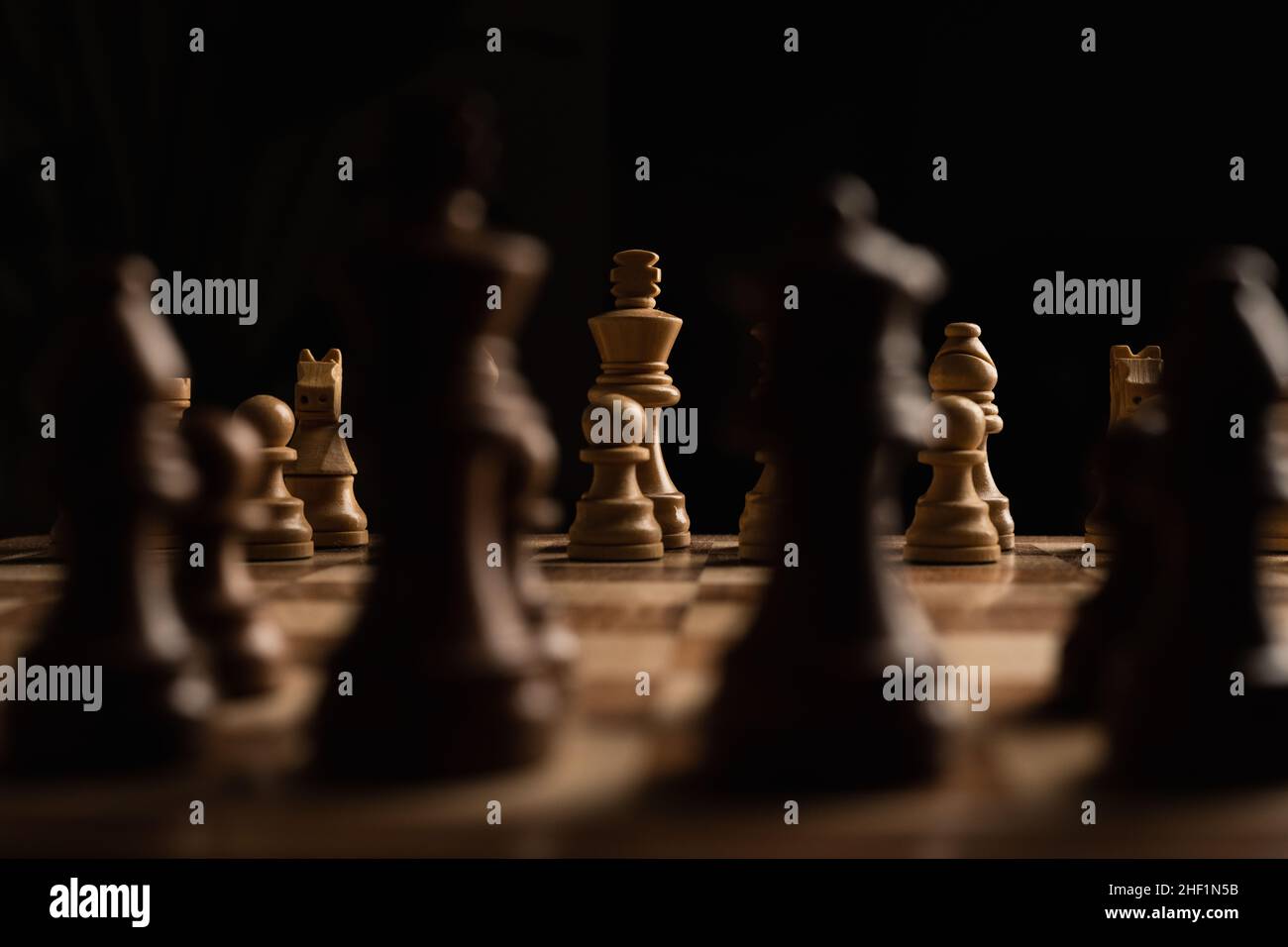 Wooden Chess Board and Pieces Stock Photo - Alamy