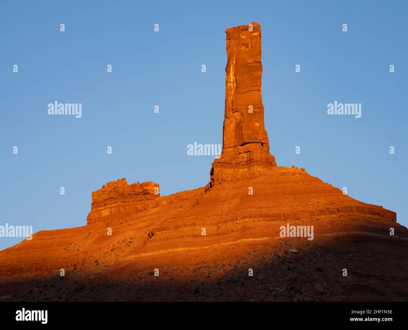 Castleton Tower, seen just before sunset Stock Photo - Alamy
