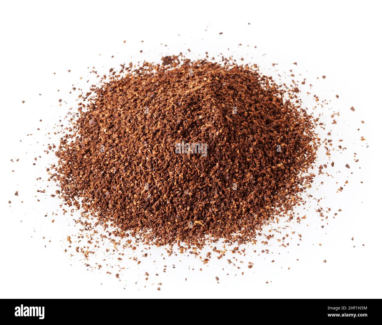 Heap of ground roasted coffee beans isolated on white background Stock ...