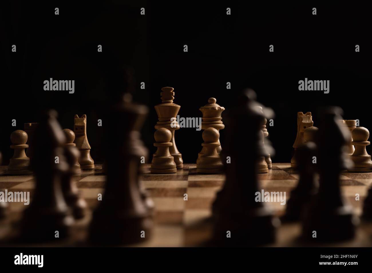 Wooden Chess Board and Pieces Stock Photo - Alamy