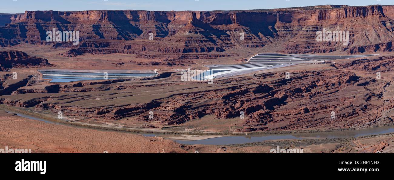 Evaporation ponds for potash production along the Colorado River near ...
