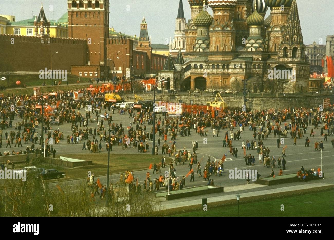 People come out of Red Square after the demonstration. The first of May ...