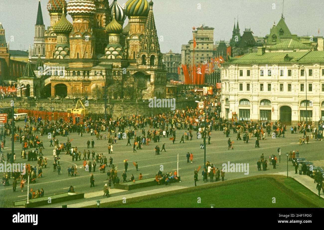 People come out of Red Square after the demonstration. The first of May ...