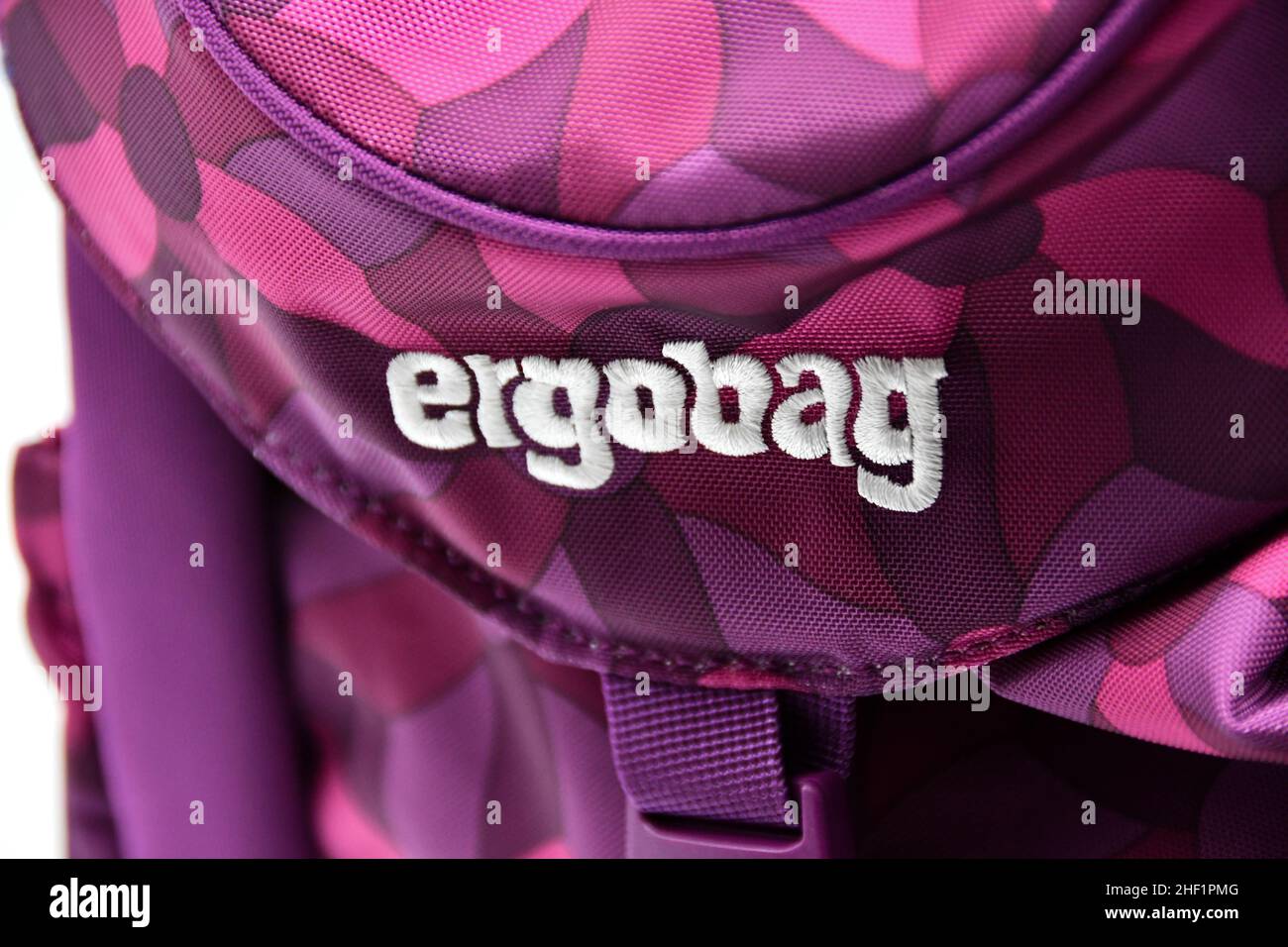 RHEINBACH, GERMANY 12 January 2021 The Ergobag brand logo on a pink ...