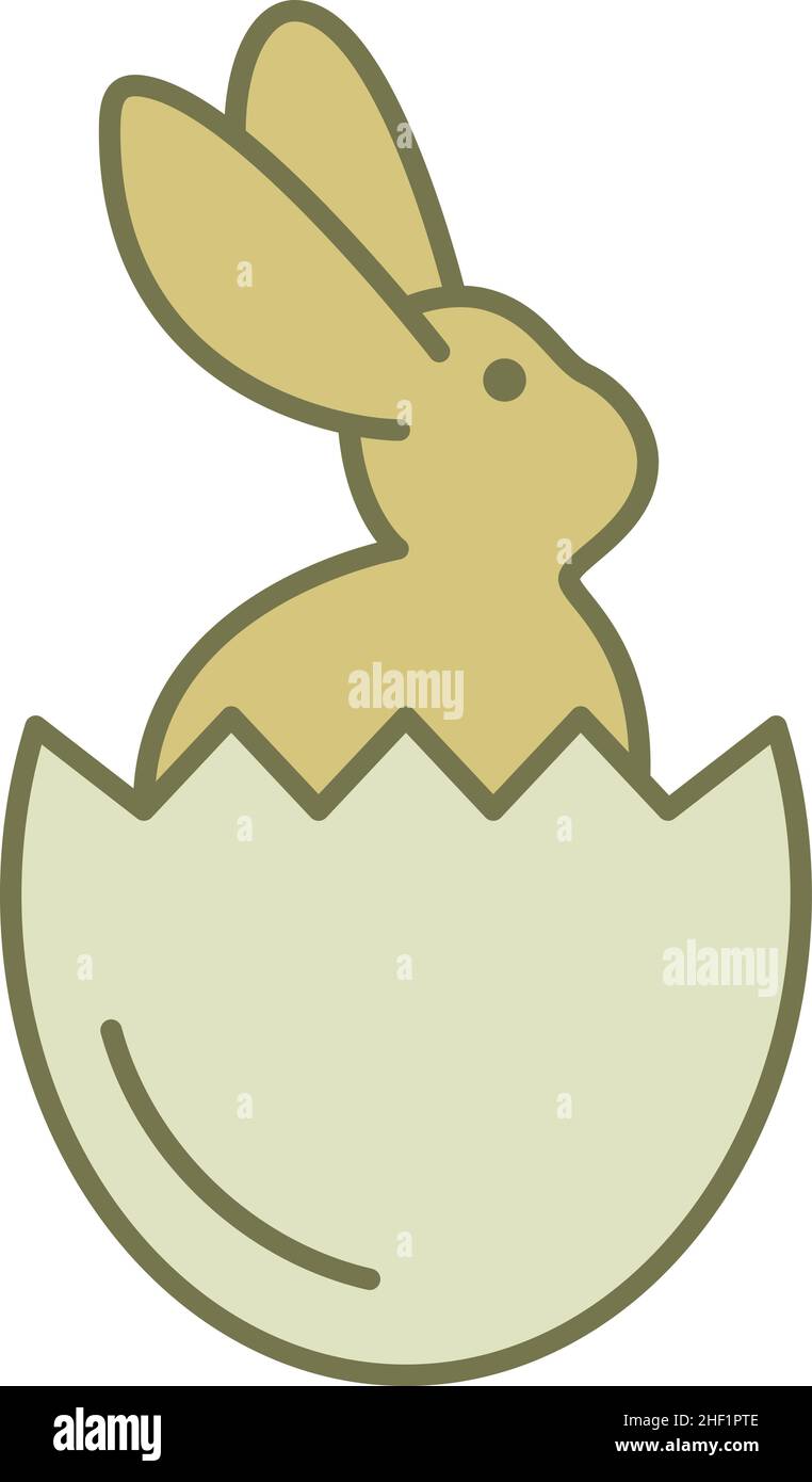 Rabbit In Easter Egg Filled Outline Icon Vector Stock Vector Image ...