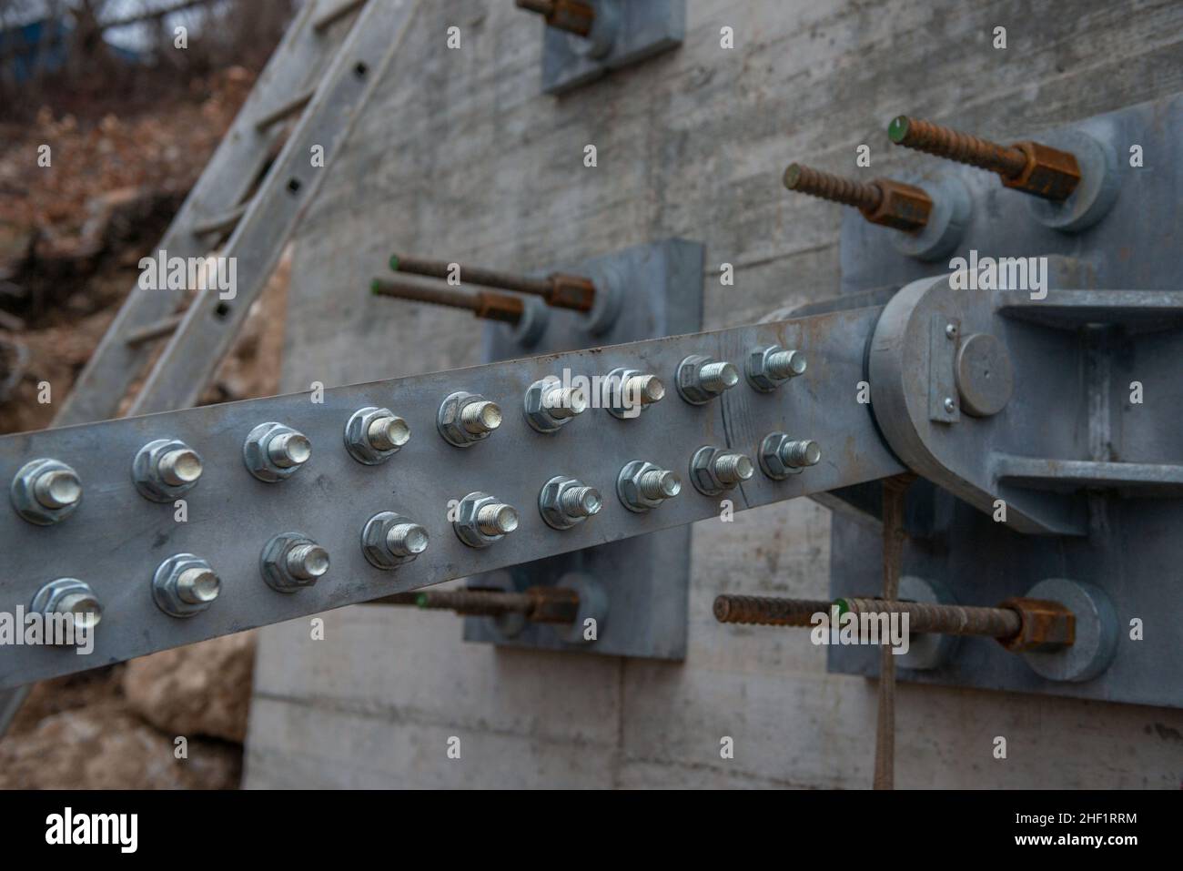 Reinforced concrete works for anchoring the bridge Stock Photo - Alamy