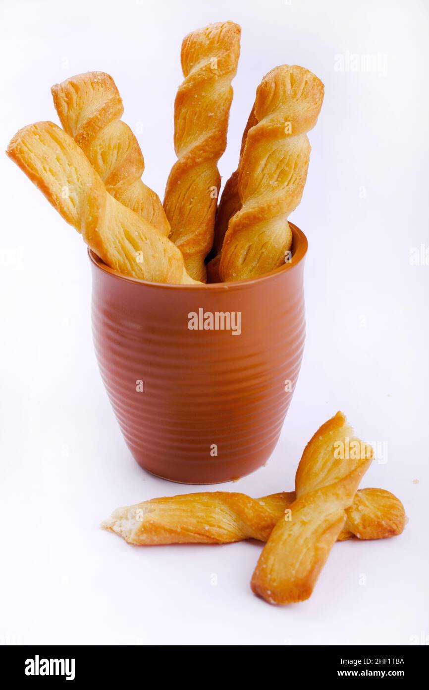 Indian khari or kharee or salty Puffy brown Snacks, served with indian ...