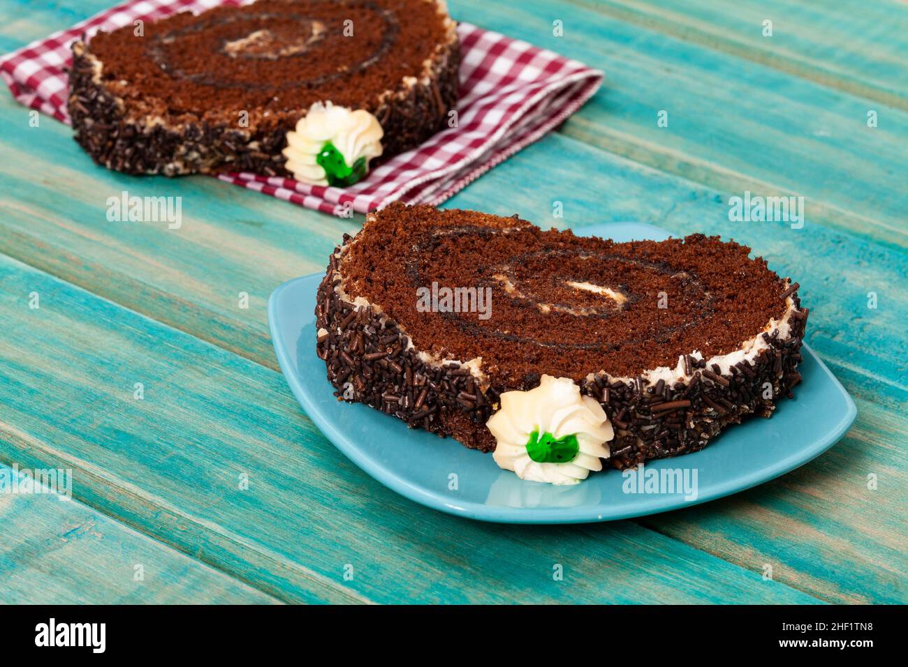 Tasty Sweet Chocolate Roll, Traditional Colombian Dessert Stock Photo ...
