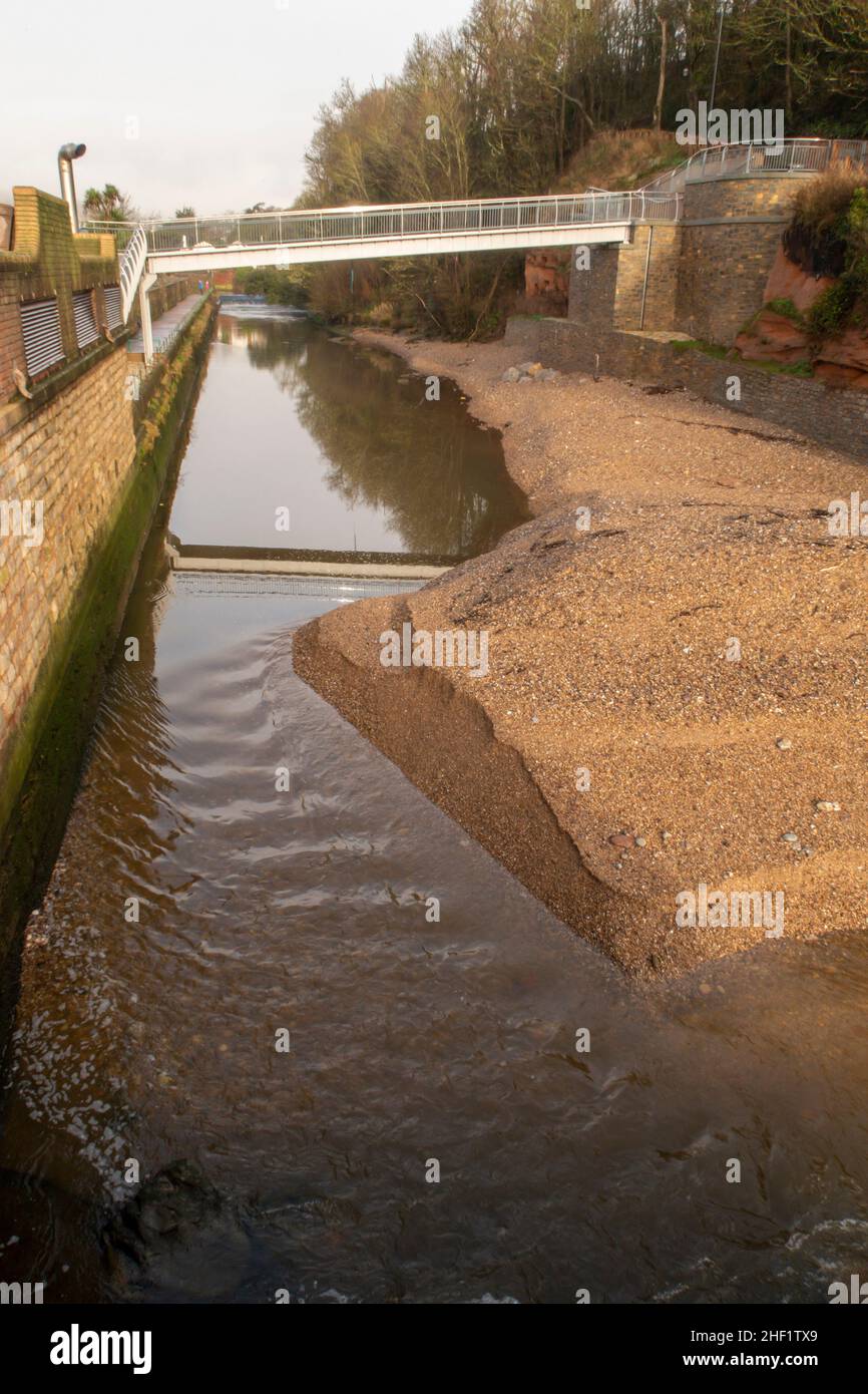 Silt building up across the mouth of the River Sid as it reaches the ...