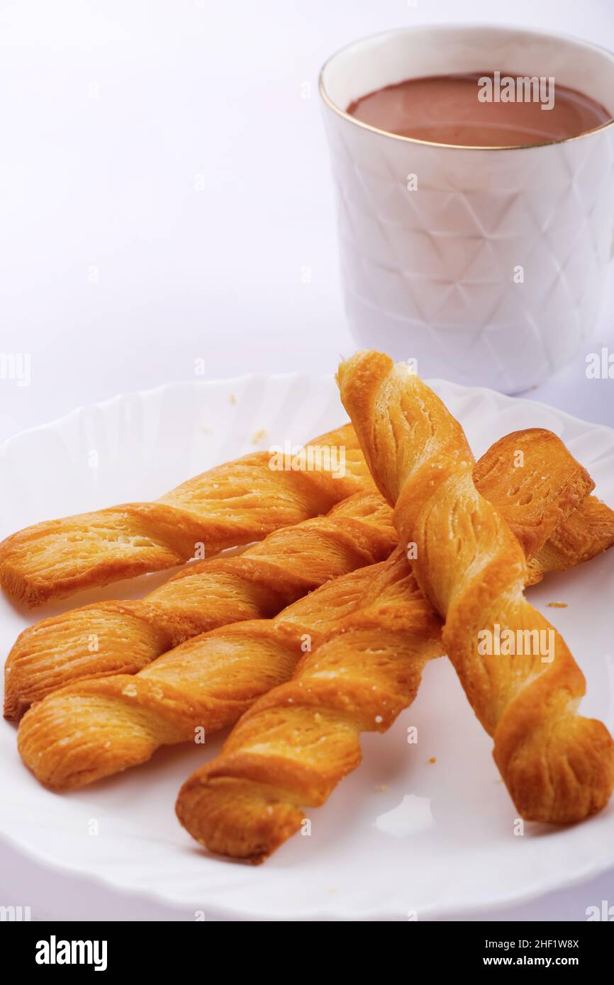 Indian khari or kharee or salty Puffy brown Snacks, served with indian ...