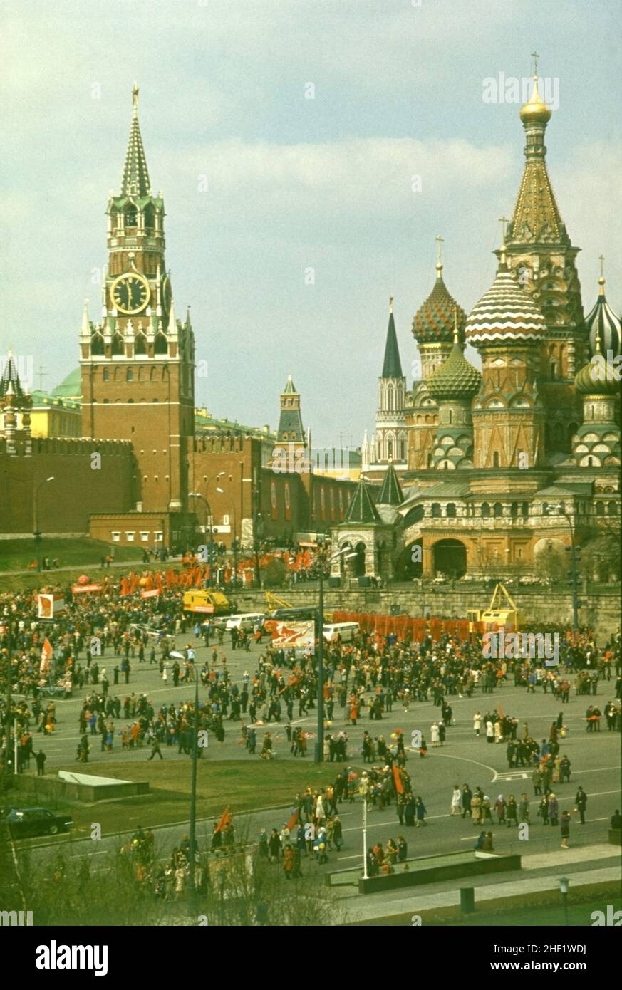People come out of Red Square after the demonstration. The first of May ...
