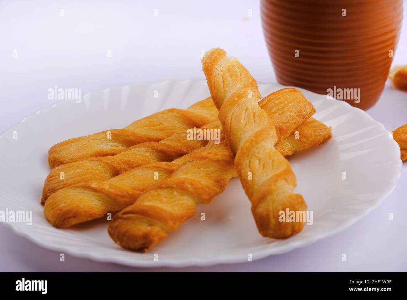 Indian khari or kharee or salty Puffy brown Snacks, served with indian ...