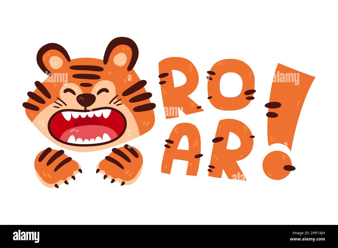 Design print of a cute funny tiger. Nursery print with wild cat and ...