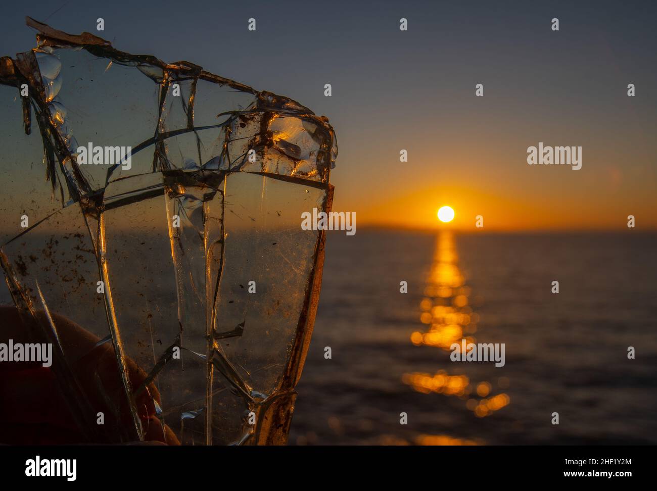 Broken glass sunset hi-res stock photography and images - Alamy