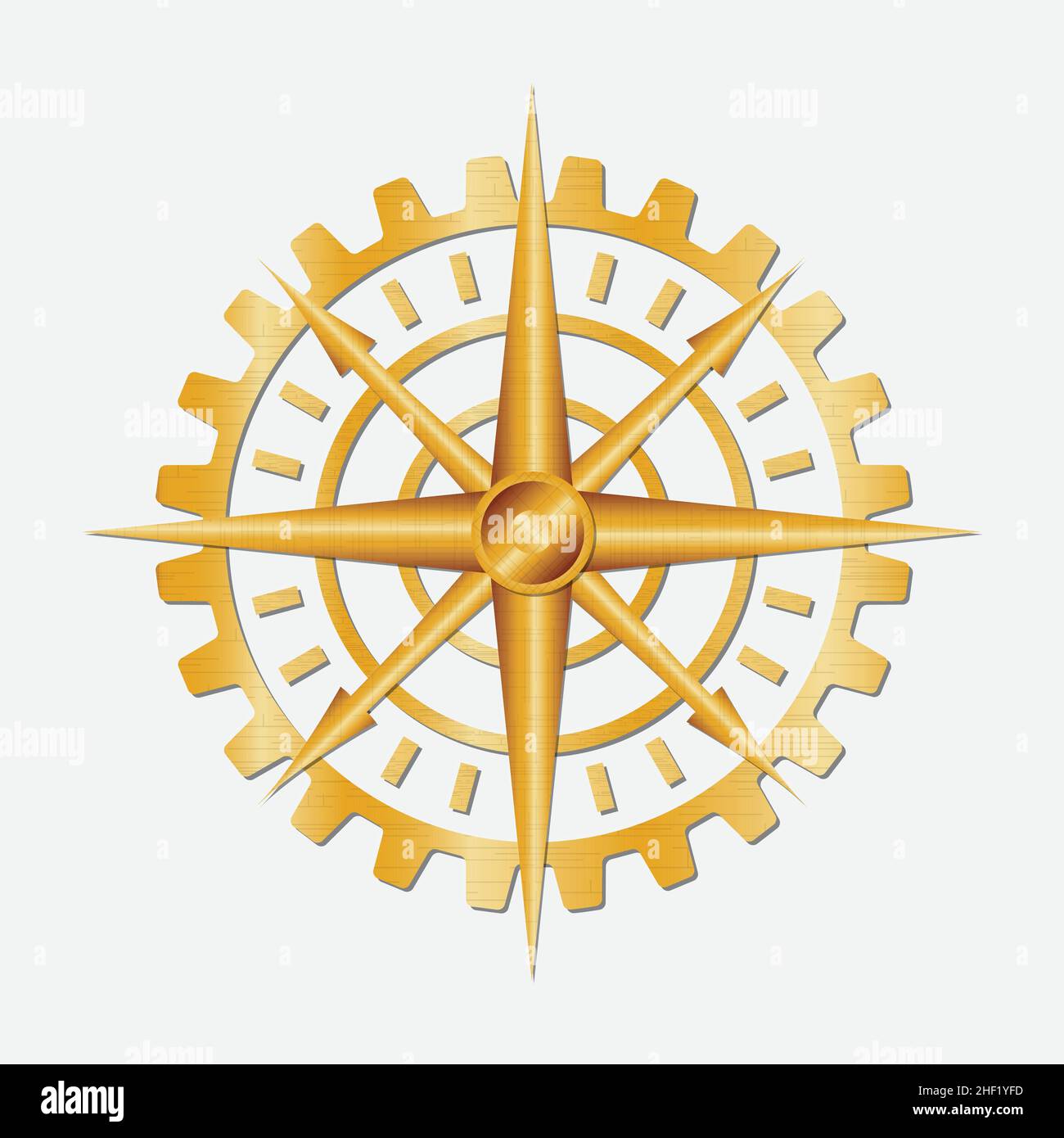 Golden gear compass. Vector and illustration Stock Vector Image & Art ...