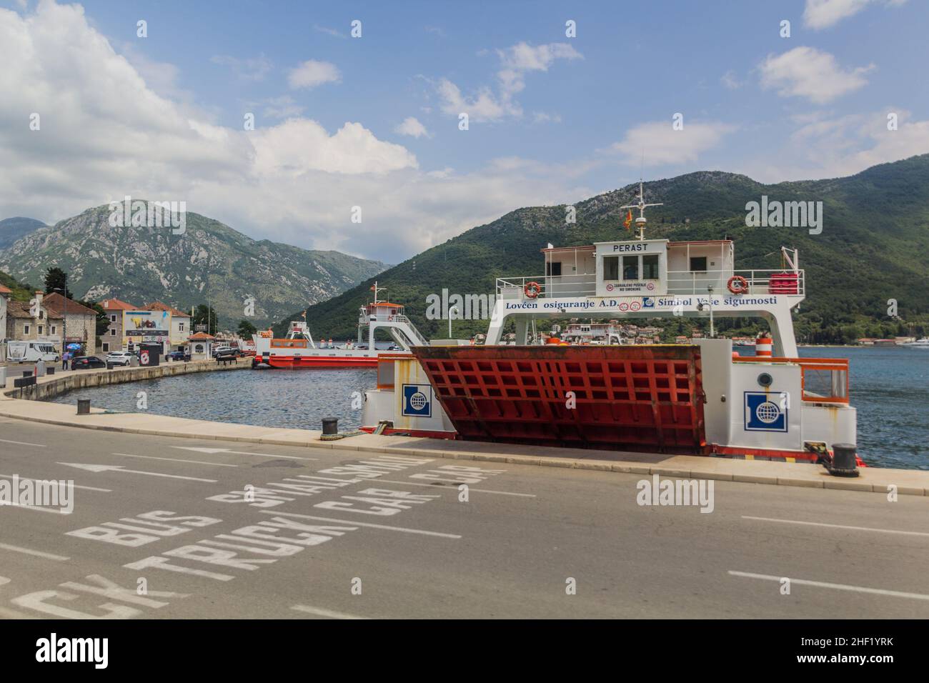 KAMENARI, MONTENEGRO - JUNE 1, 2019: Lepetane - Kamenari ferry in ...