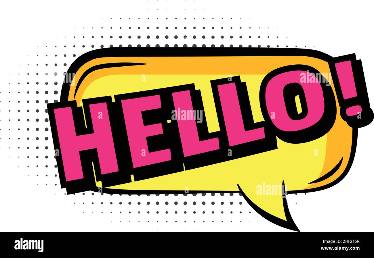 Hello speech bubble cartoon colored comics magazine. Vector talk and ...