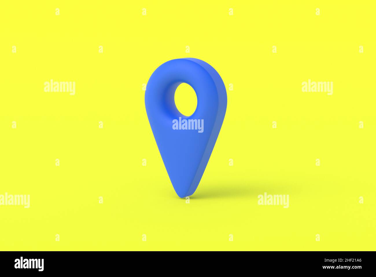 Blue map pointer icon on yellow background. Gps marker. Geographical ...