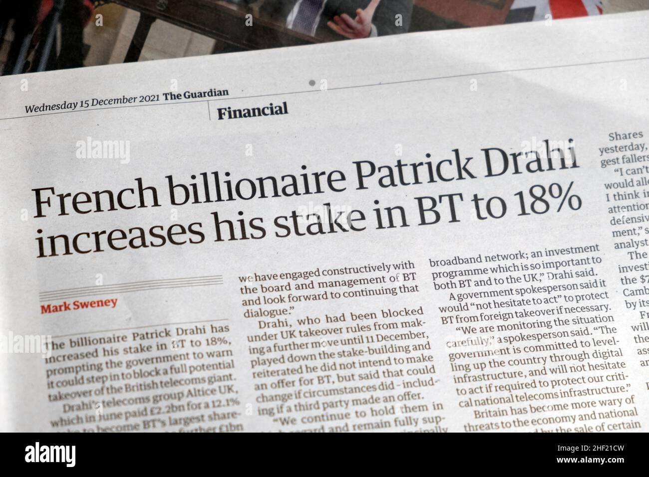 'French billionaire Patrick Drahi increases his stake in BT to 18% ...