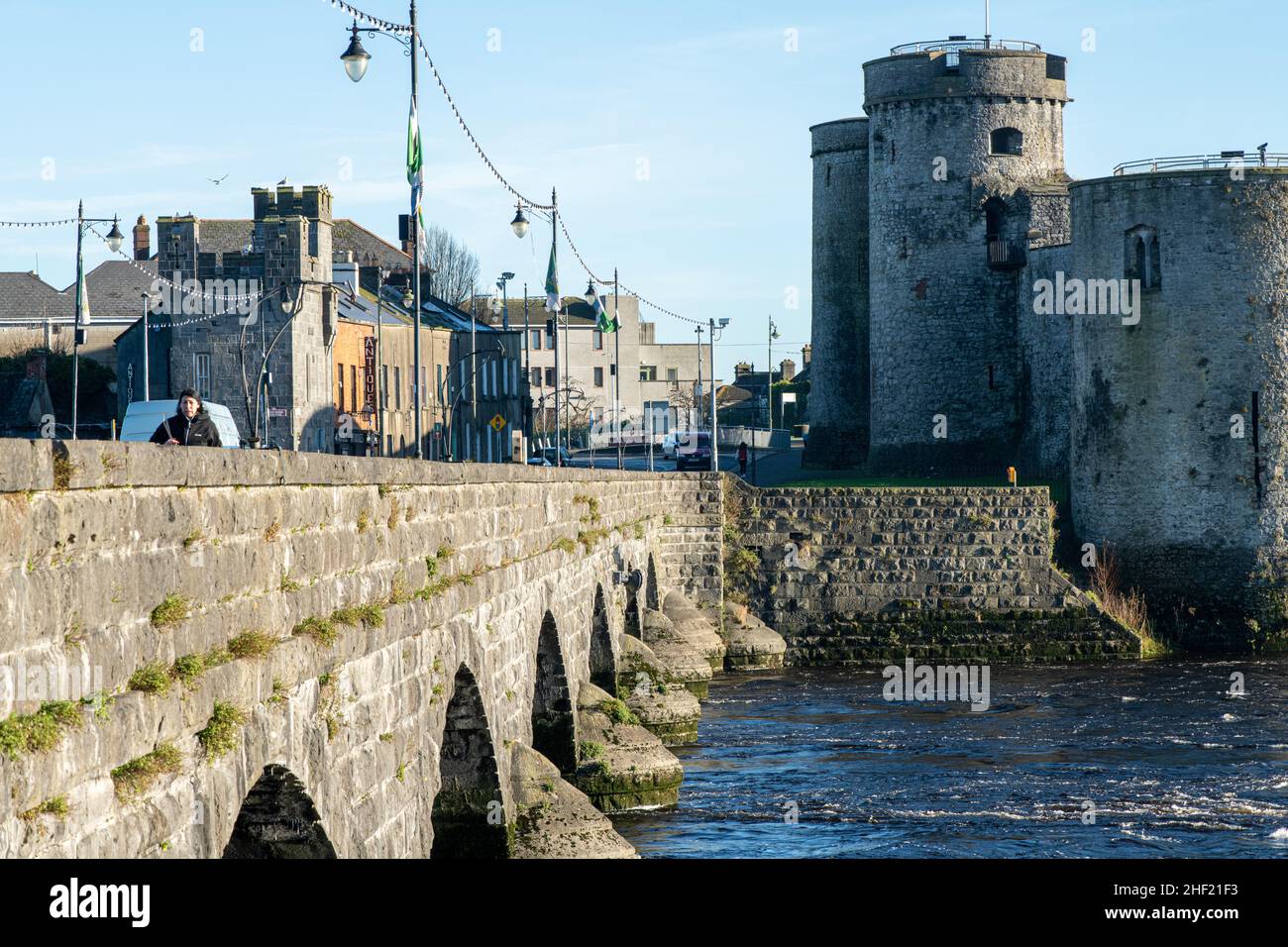 Limerick, Ireland-January, 12,2022.A view of King John's Castle from ...