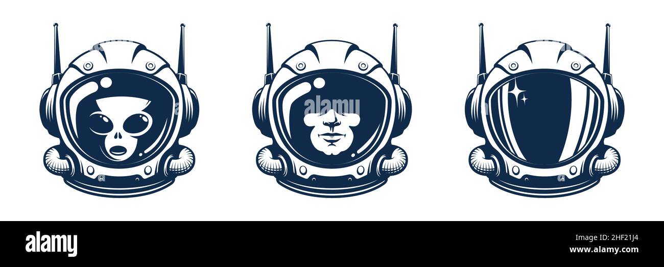 Astronaut helmet vector. Space retro astronaut head Stock Vector Image ...