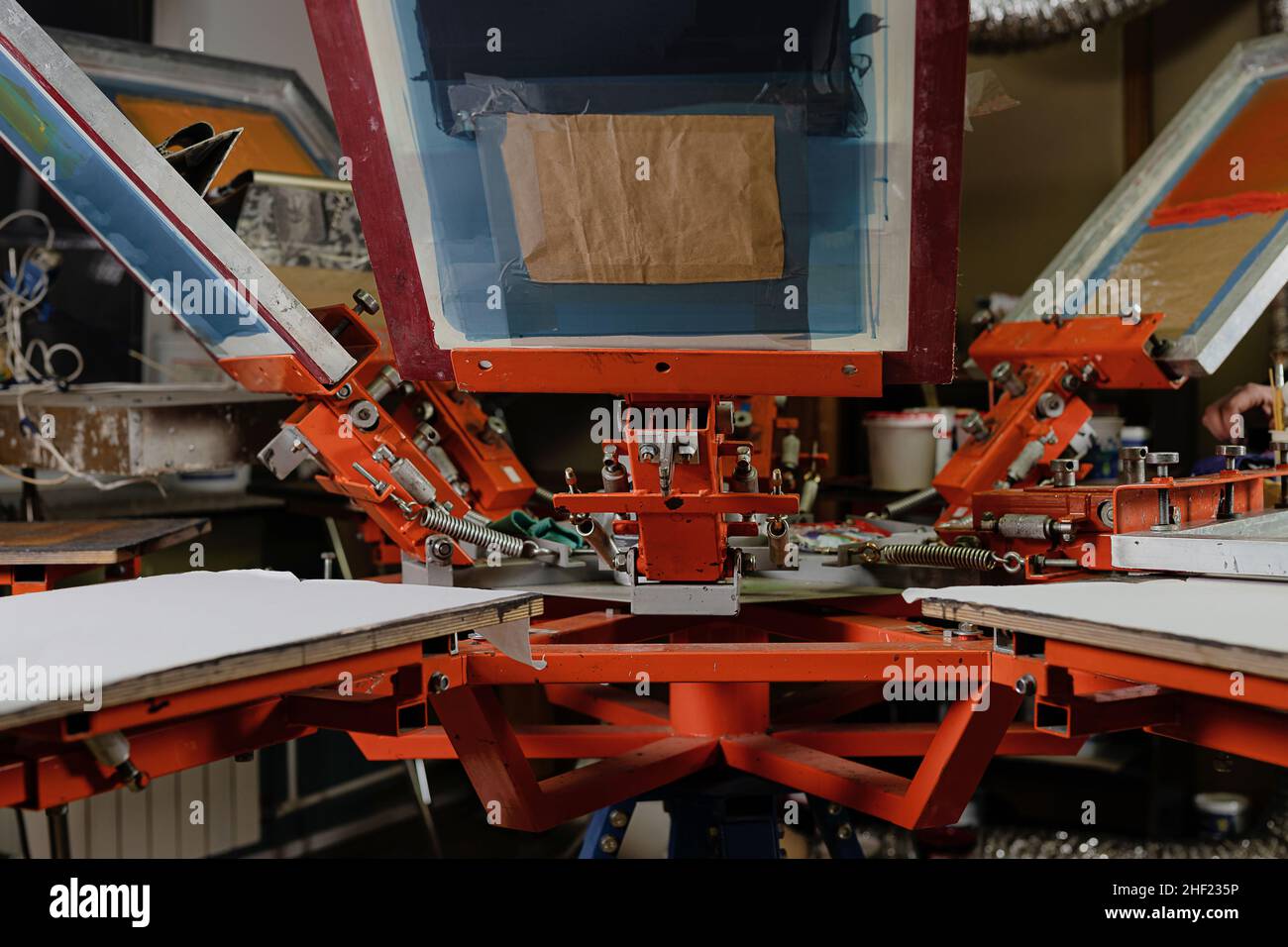 print screening apparatus. serigraph printing production. silk screen ...