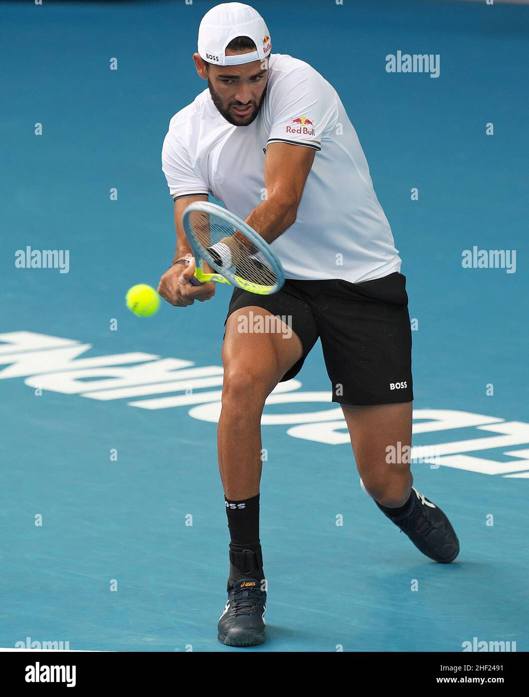 Tennis tournament Australian Open-2022. Italian tennis player Matteo ...