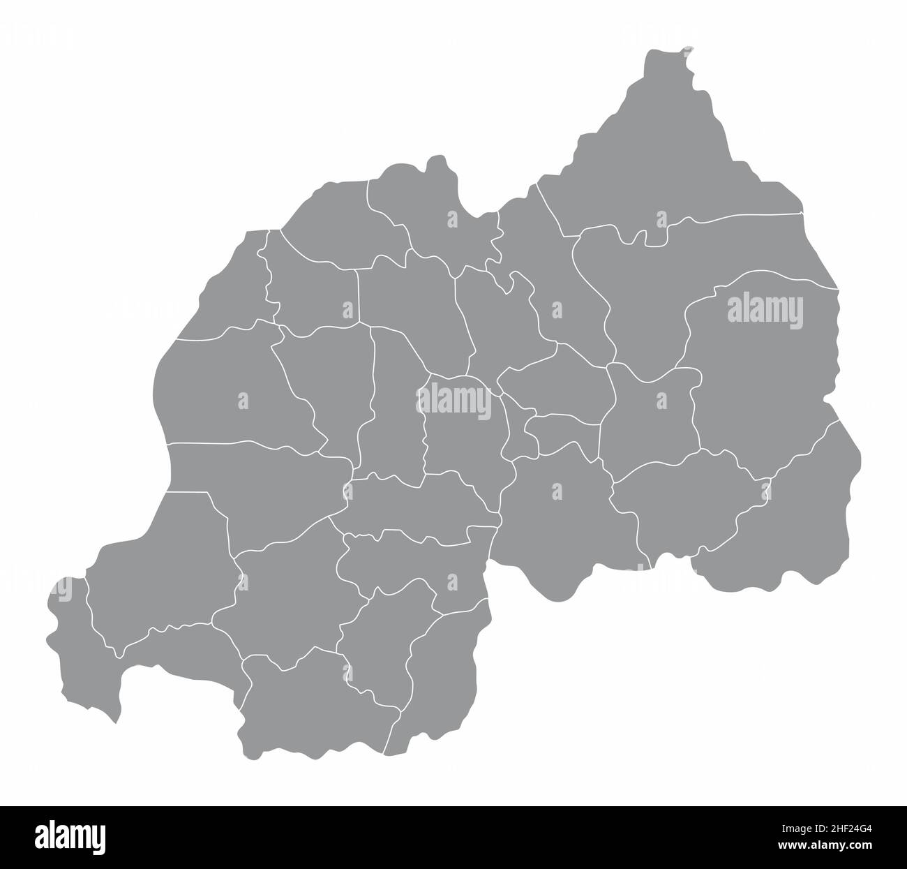 Rwanda administrative map isolated on white background Stock Vector ...