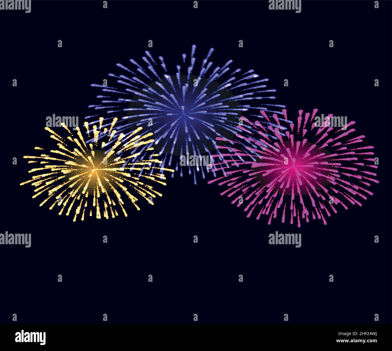 Realistic festive background exploding happy new year fireworks! EPS ...