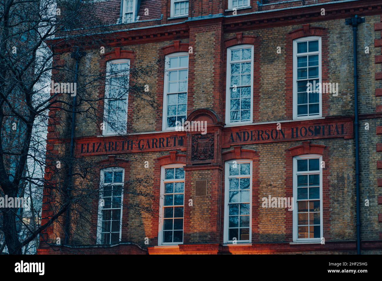 London, UK - January 01, 2022: Name on The Elizabeth Garrett Anderson ...