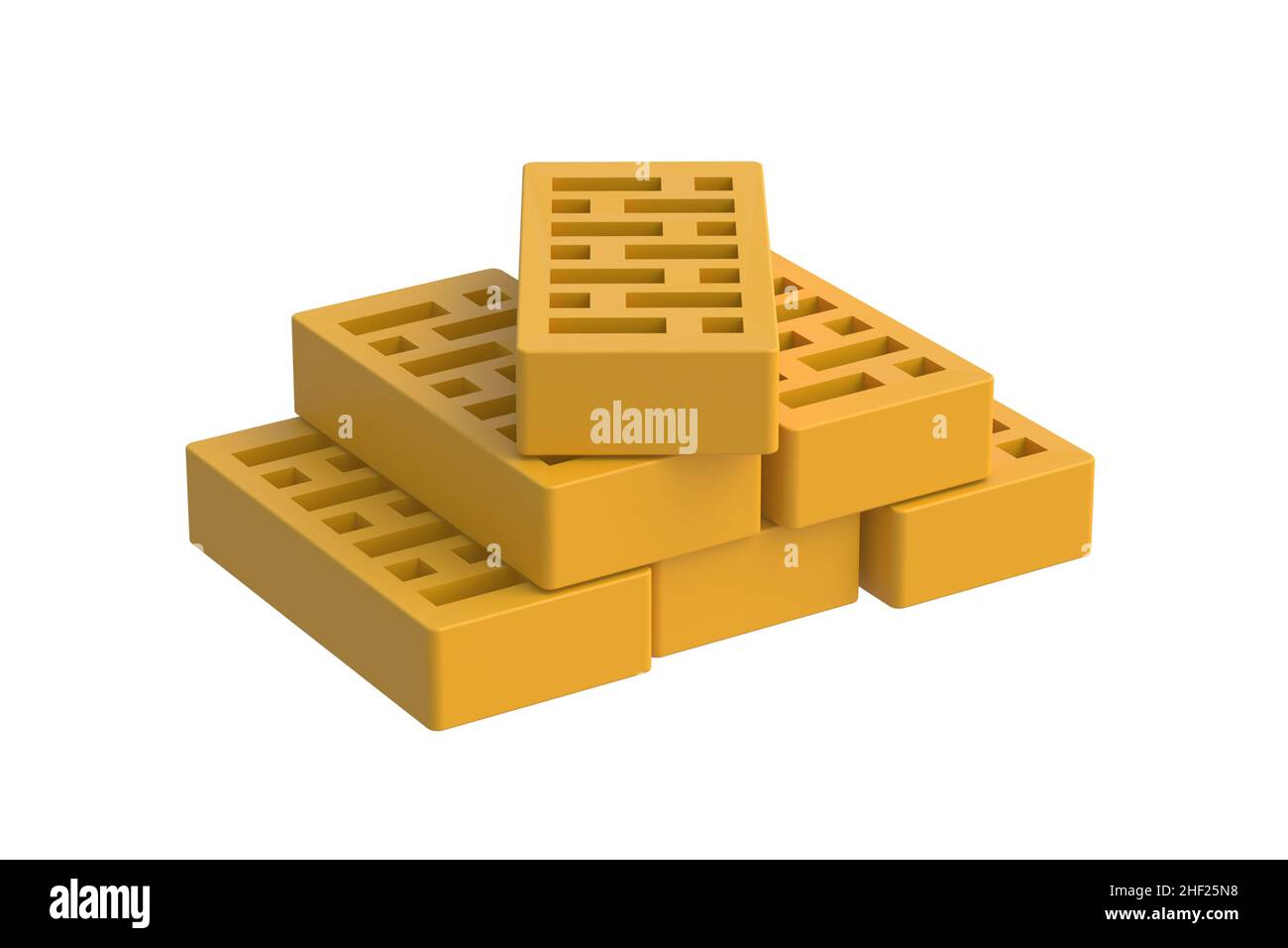 Perforated clay bricks isolated on white background. 3d render Stock ...