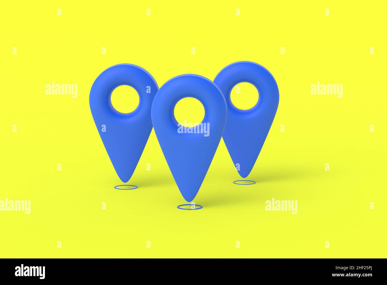 Blue map pointer icon on yellow background. Gps marker. Geographical ...