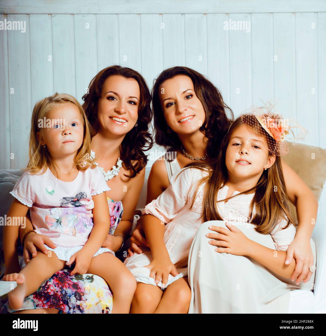 young pretty modern family at home happy smiling, lifestyle people ...