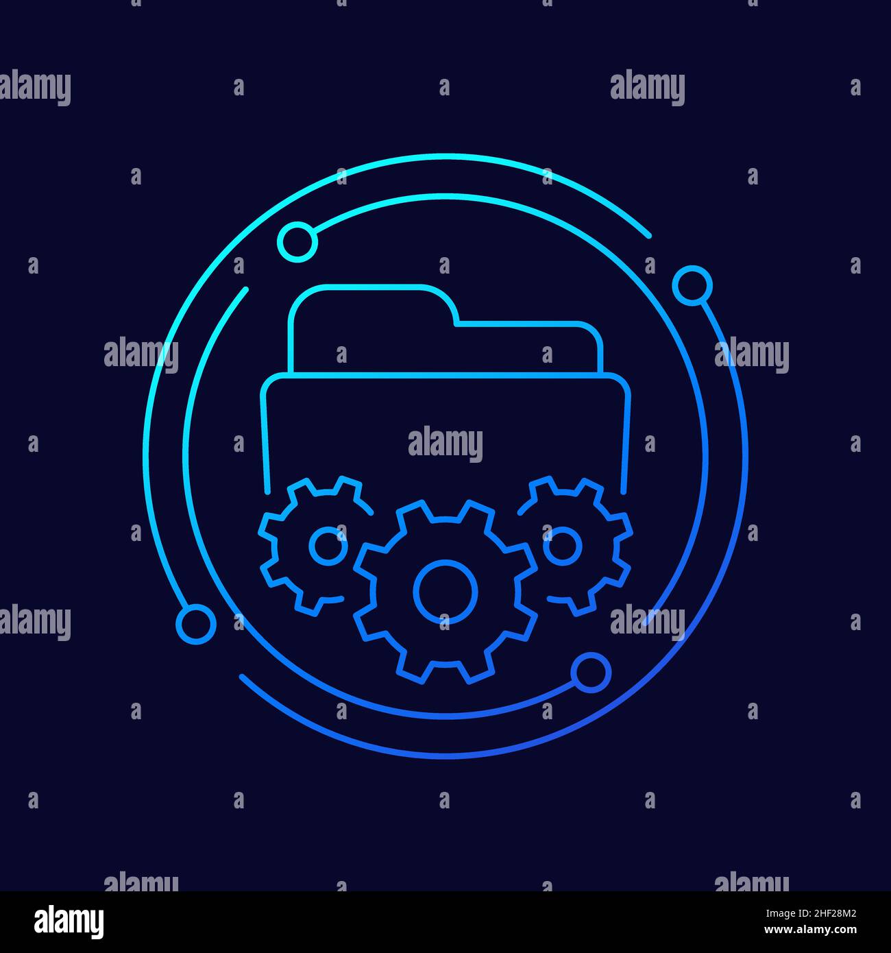 project management line icon, folder and gears Stock Vector Image & Art ...