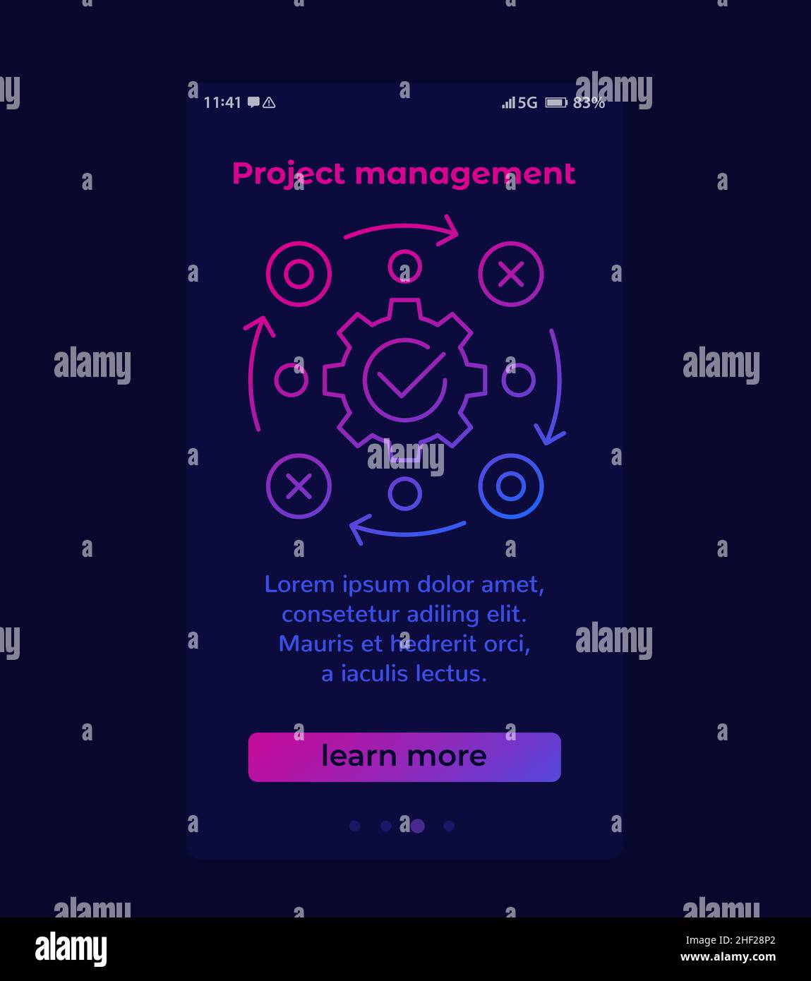 project management mobile banner with line icon Stock Vector Image ...