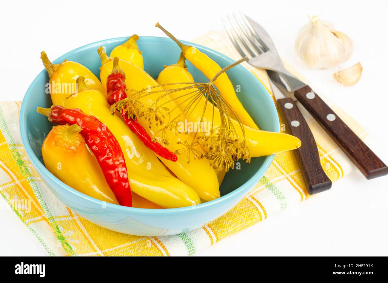 Plate with pickled hot paprika. Studio Photo Stock Photo - Alamy