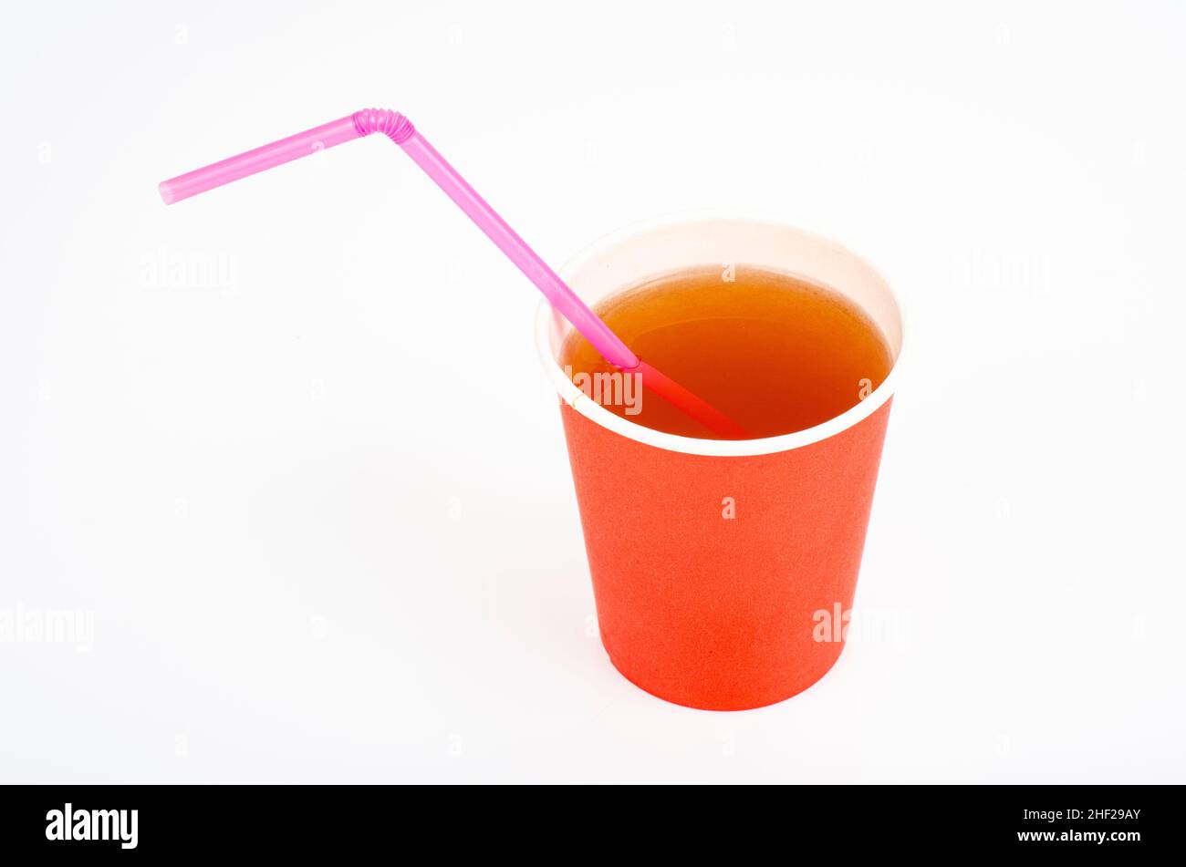 Red eco cardboard glass for drinks. Studio Photo Stock Photo - Alamy