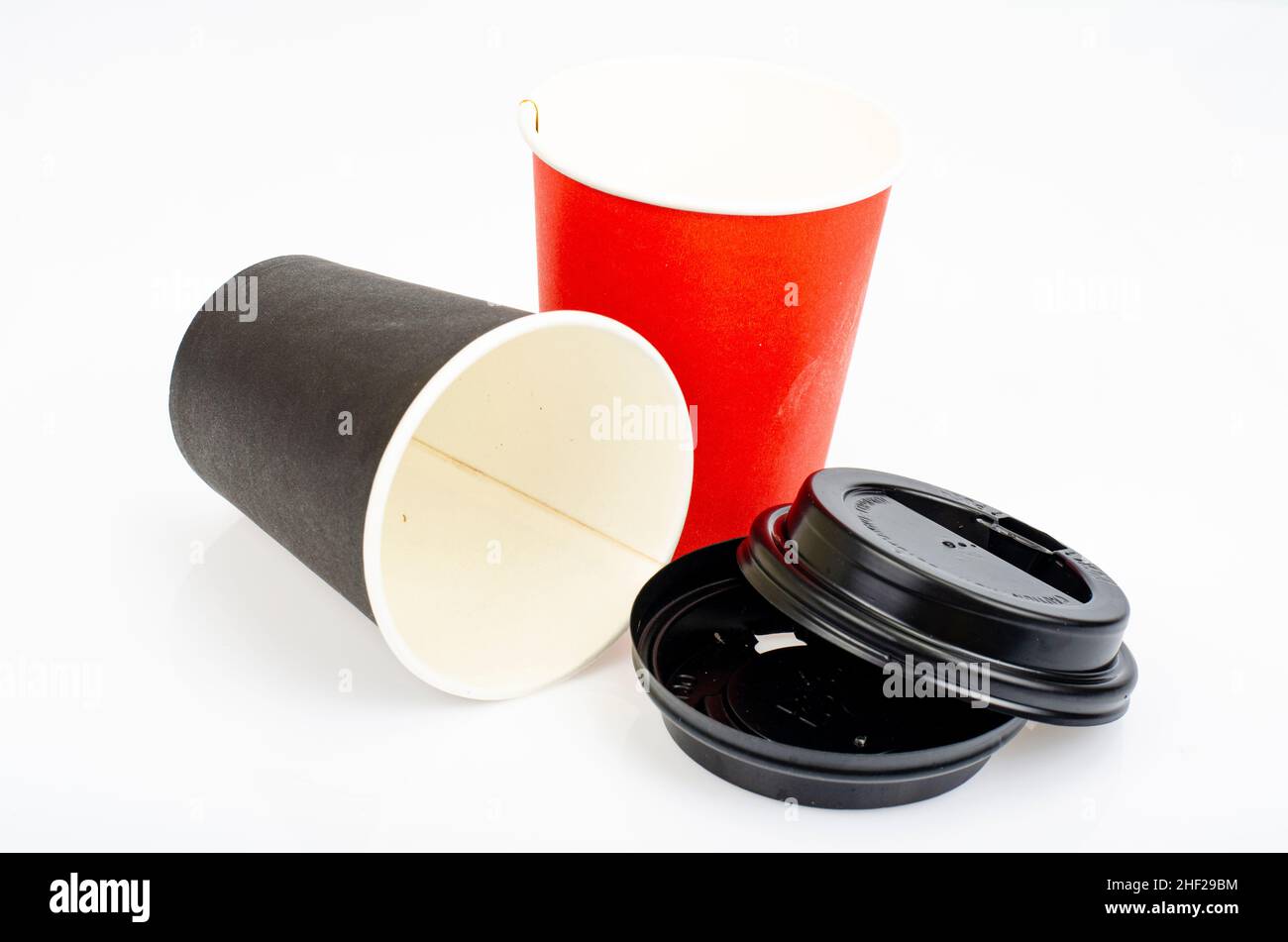 Red eco cardboard glass for drinks. Studio Photo Stock Photo - Alamy