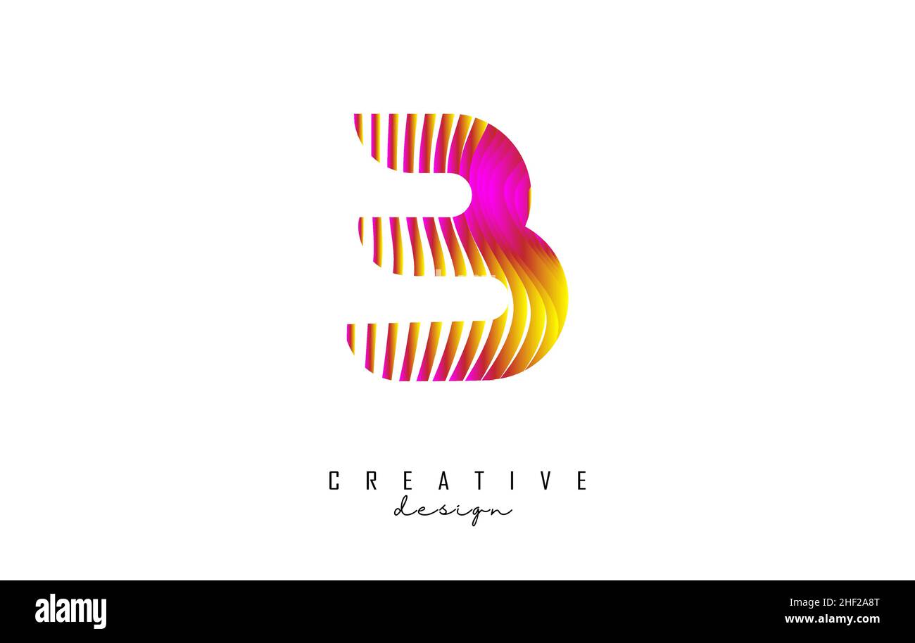 Letter B logo with vibrant colourful twisted lines. Creative vector ...