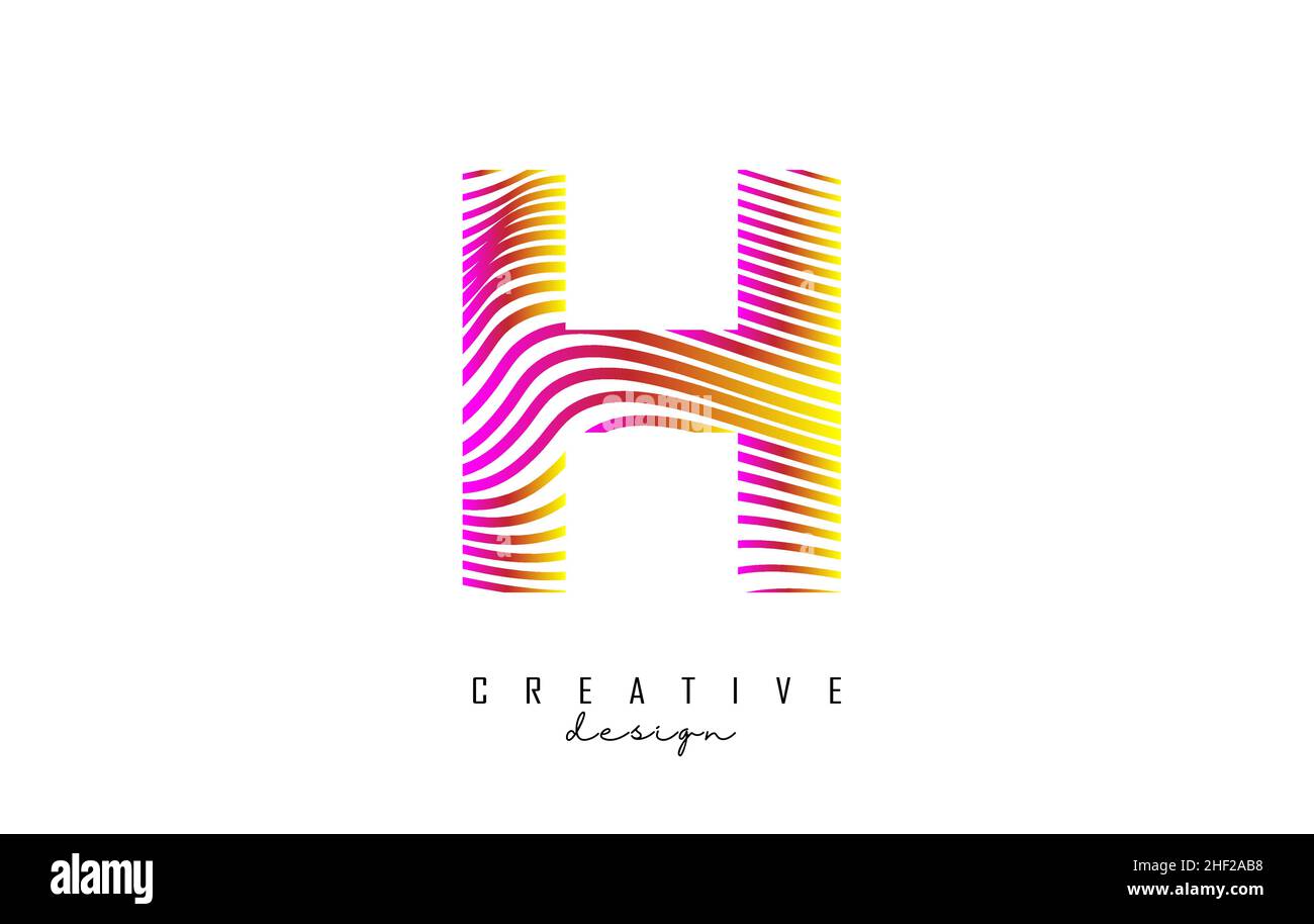 Letter H logo with vibrant colourful twisted lines. Creative vector ...