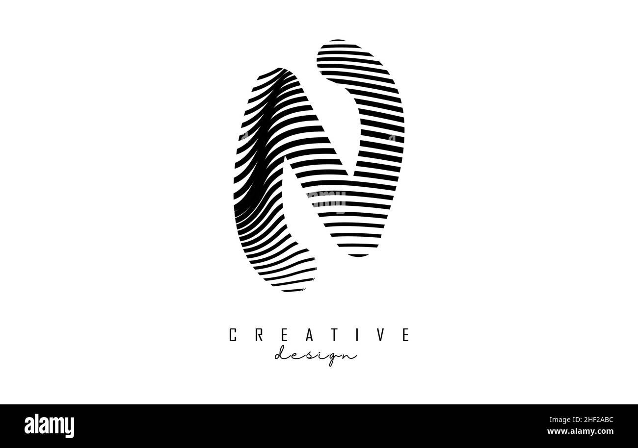 Letter M logo with black twisted lines. Creative vector illustration ...